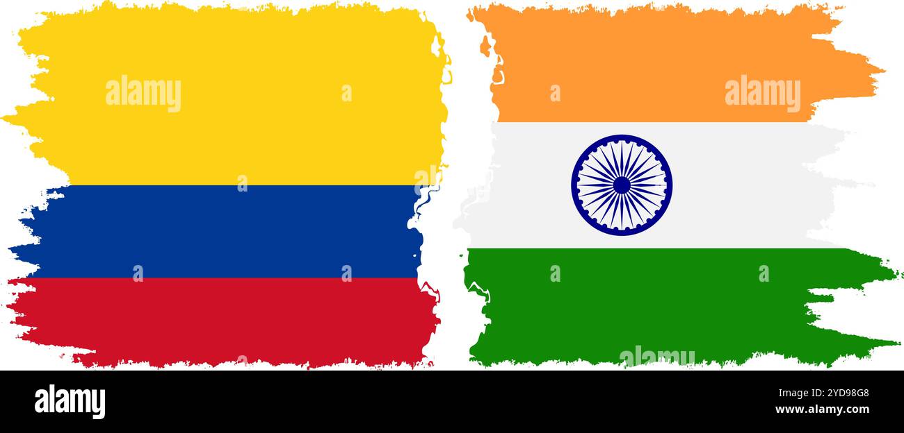India and Colombia grunge flags connection, vector Stock Vector Image ...