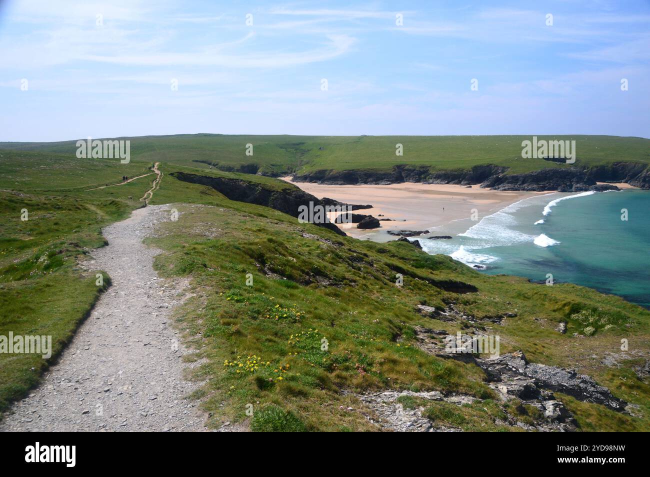 Porth Joke Beach from the Southwest Coastal Path near Newquay in North ...