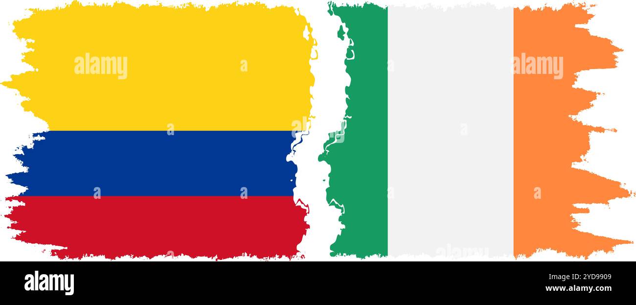 Ireland and Colombia grunge flags connection, vector Stock Vector Image ...