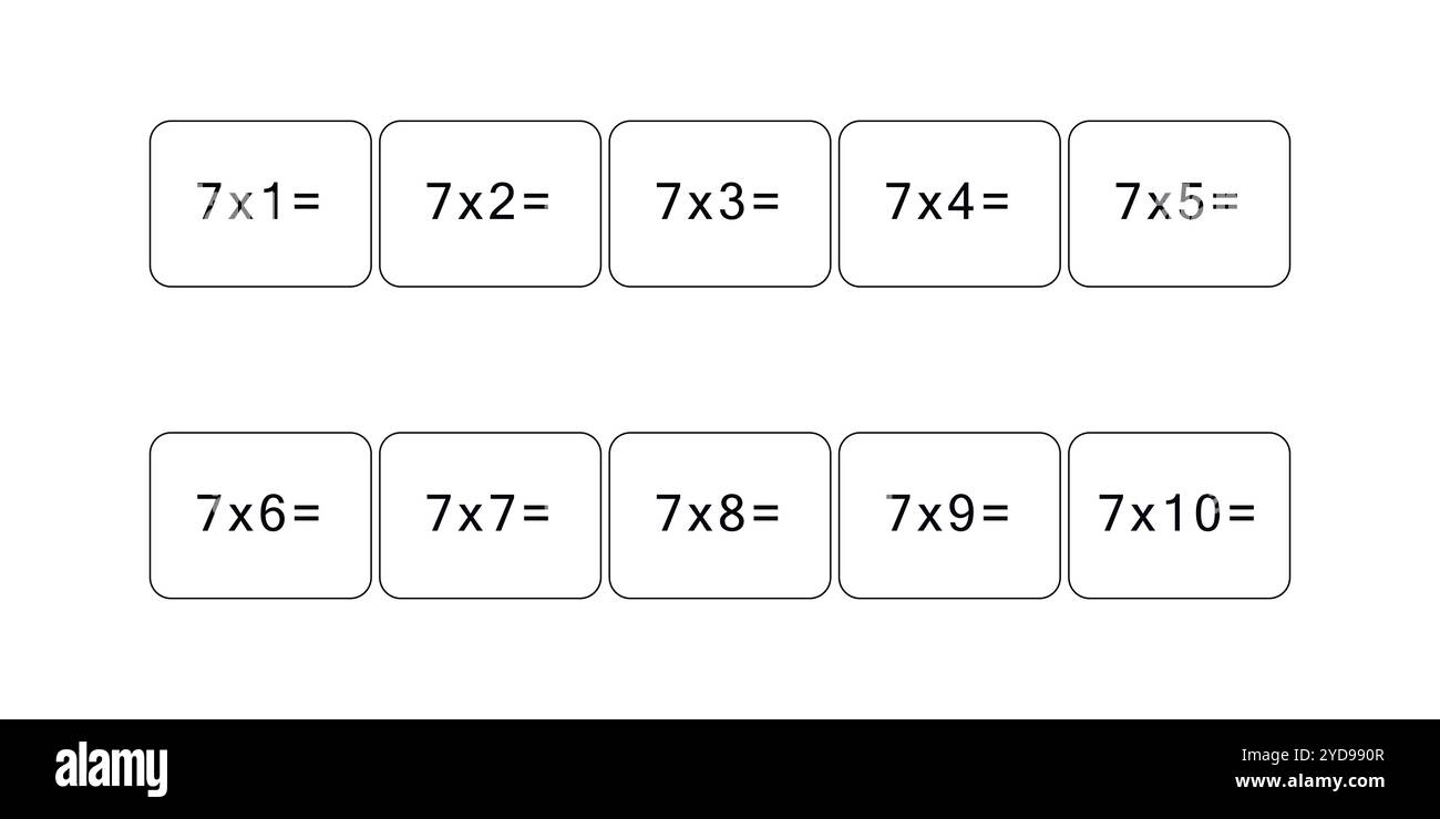 Multiplication and division table of 7. Maths card with an example ...