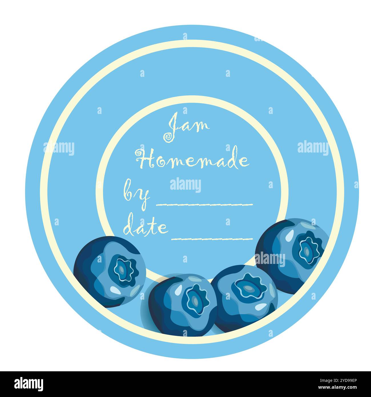 Template jam label design. Retro homemade label. Blueberry marmalade ...