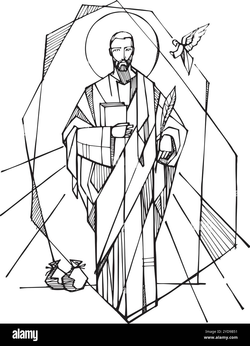 Hand drawn vector illustration or drawing of Saint Matthew Stock Vector ...