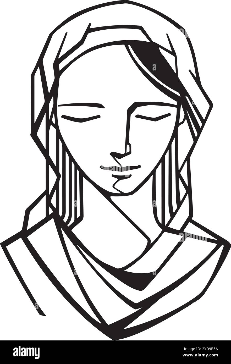 Hand drawn vector illustration or drawing of Virgin Mary with Baby ...