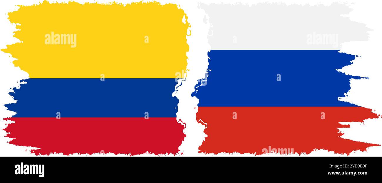 Russia and Colombia grunge flags connection, vector Stock Vector Image ...