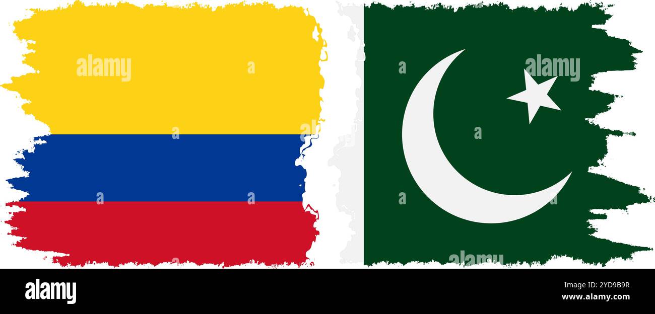 Pakistan and Colombia grunge flags connection, vector Stock Vector ...