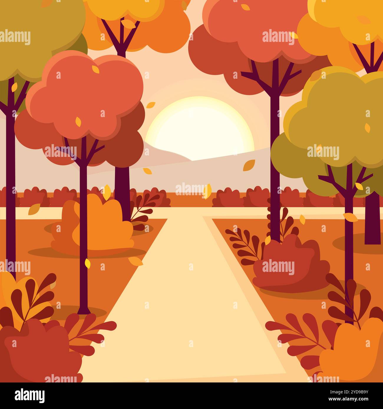 Pathway through autumn forest Stock Vector Images - Alamy