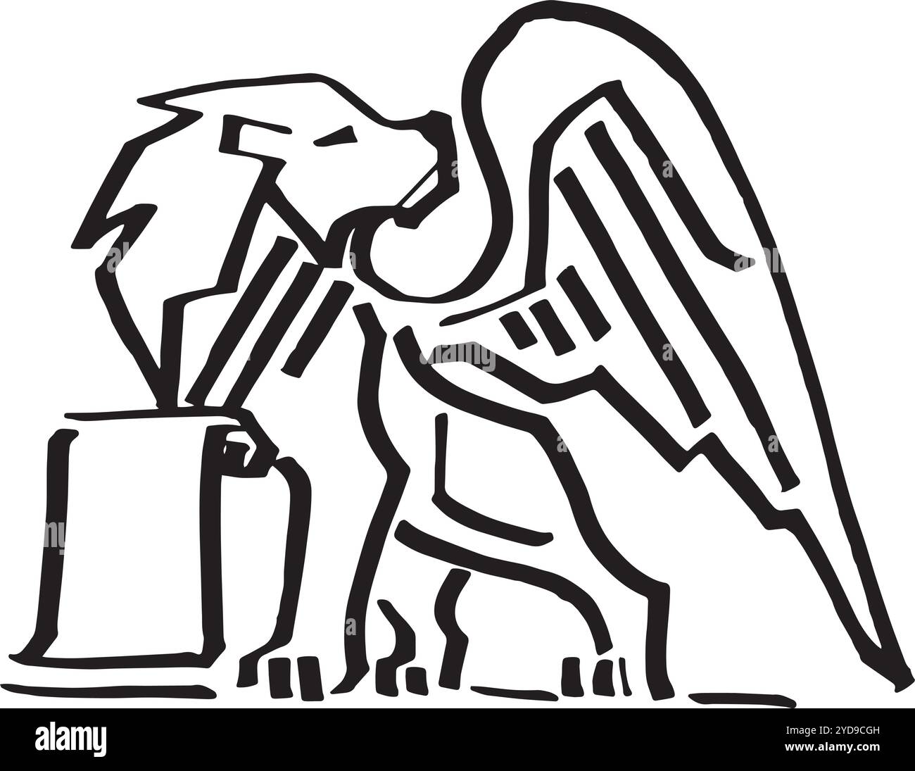 Hand drawn vector illustration or drawing of Saint Matthew Lion Hand ...