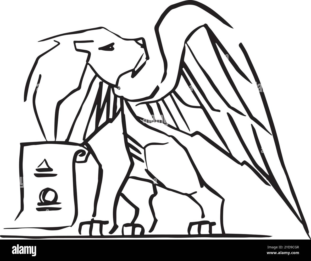 Hand drawn vector illustration or drawing of Saint Matthew Lion Hand ...