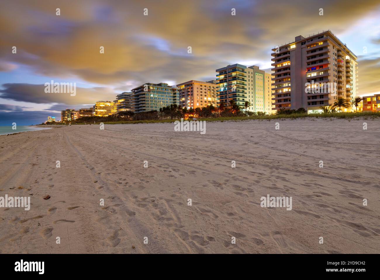 Skyline of apartment buildings at Surfside Beach in Miami, United ...