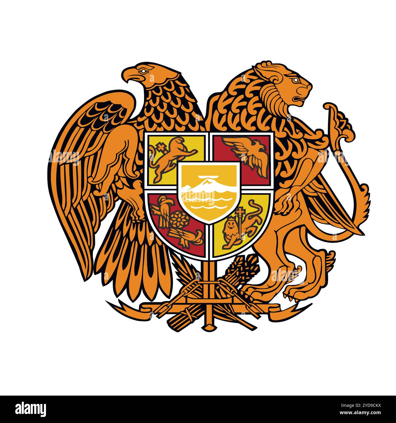 Coat or arms of Armenia. Armenian national symbol in official colors ...
