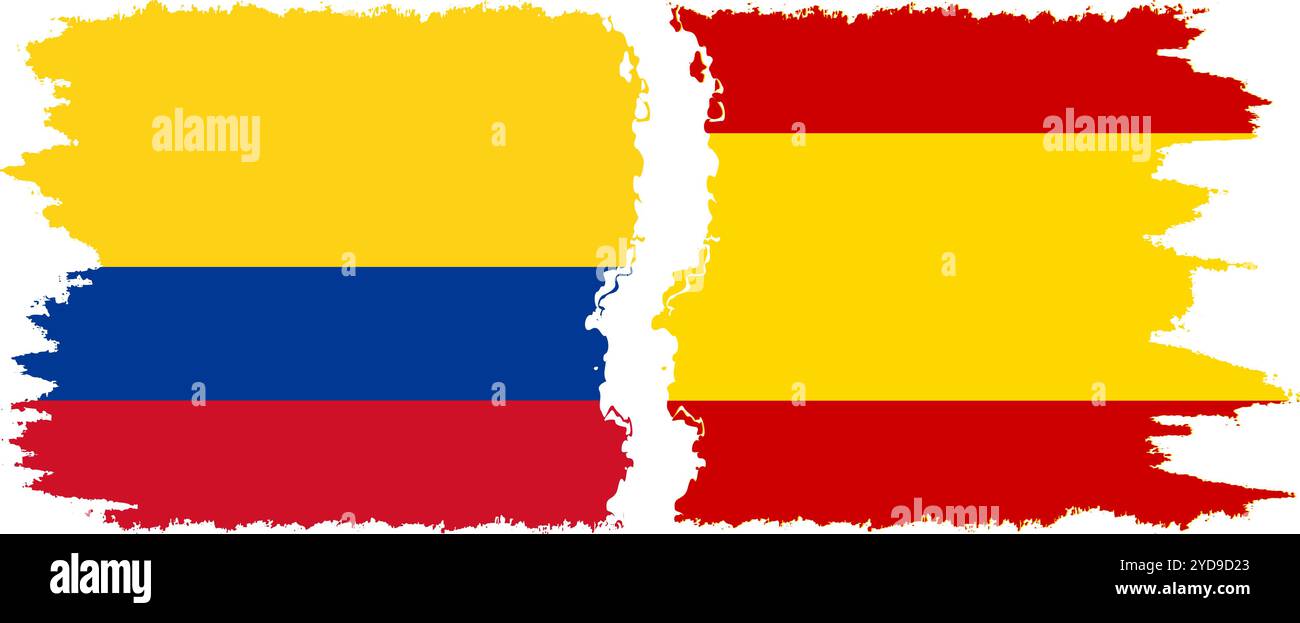 Spain and Colombia grunge flags connection, vector Stock Vector Image ...