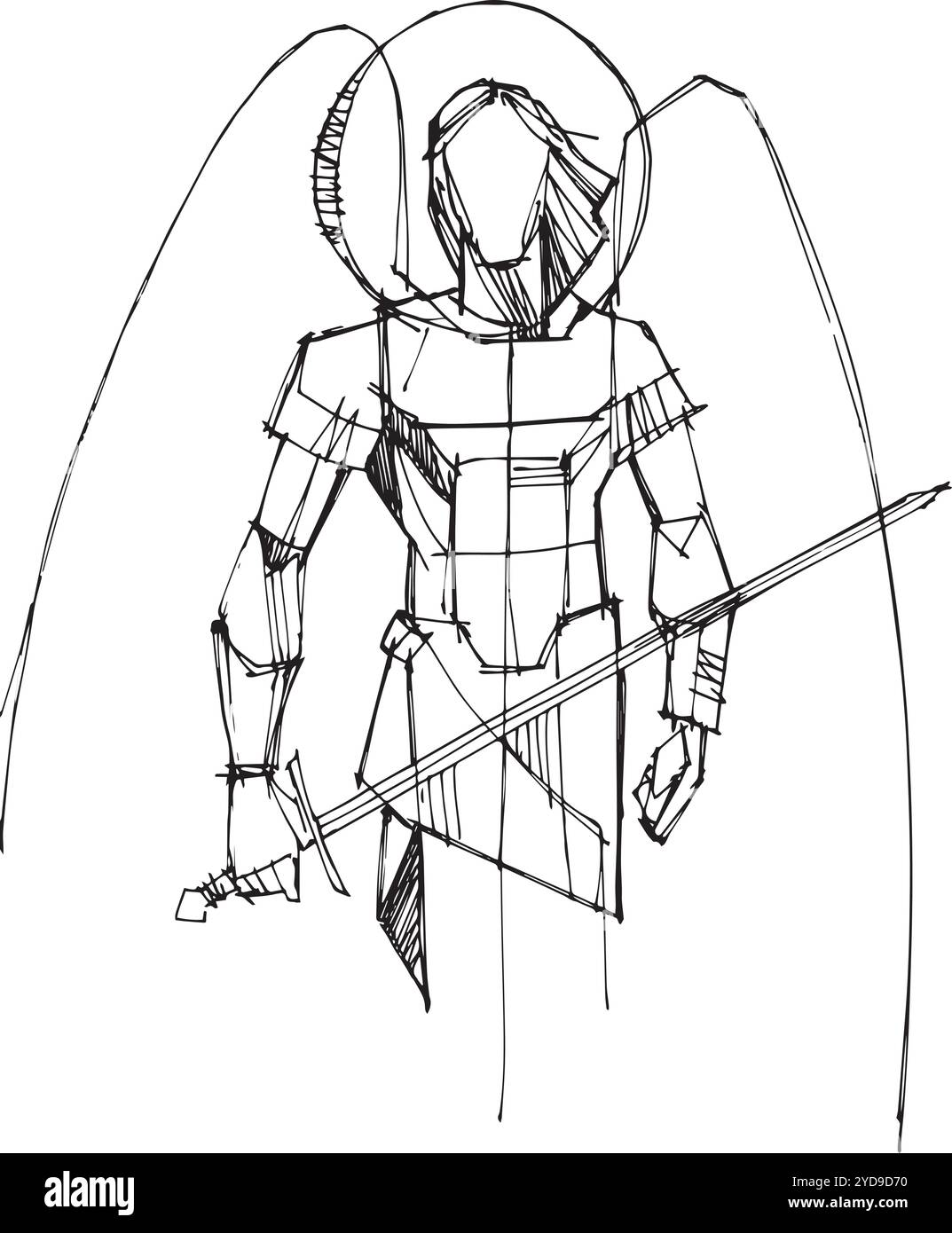 Hand drawn vector illustration or drawing of Archangel Saint Michael Stock Vector Image & Art ...