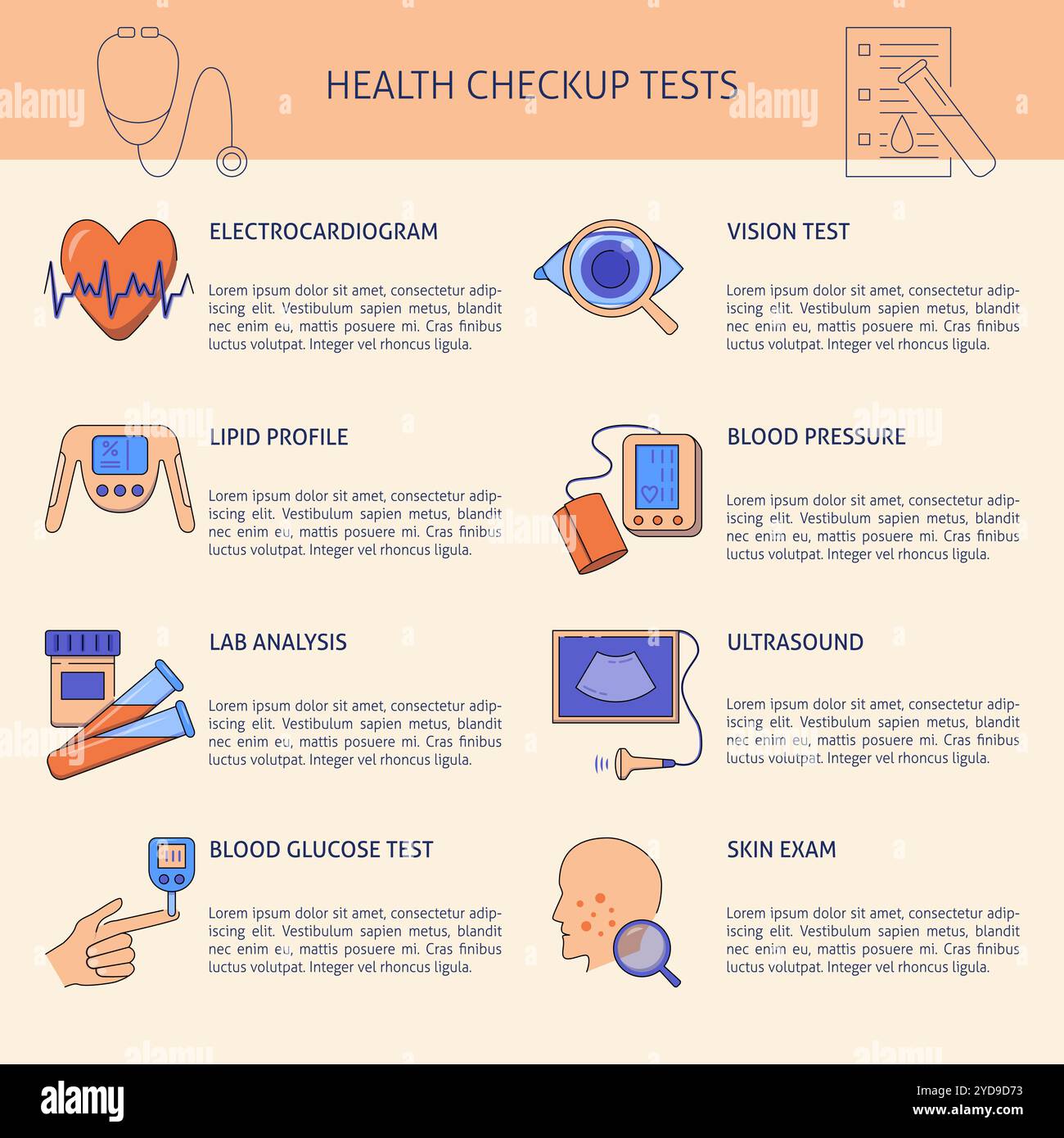 Health checkup tests poster template with place for text. Medical ...