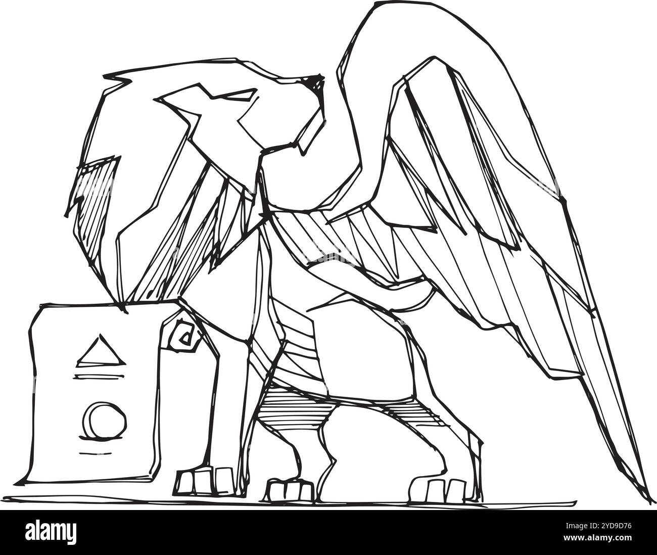 Hand drawn vector illustration or drawing of Saint Matthew Lion Hand ...