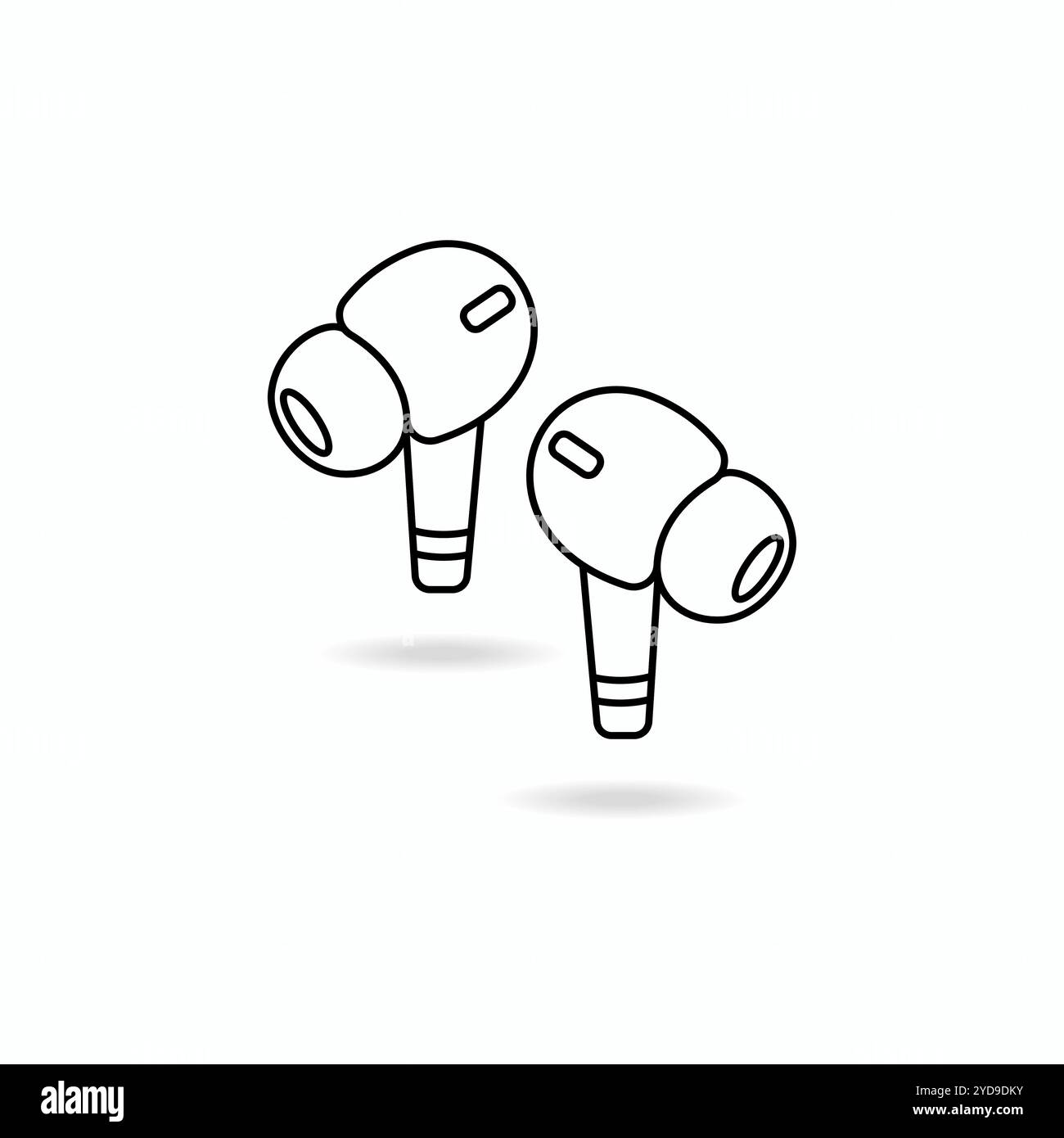 Vacuum headphones. Two stylish linear headphones. Outline icon of ...