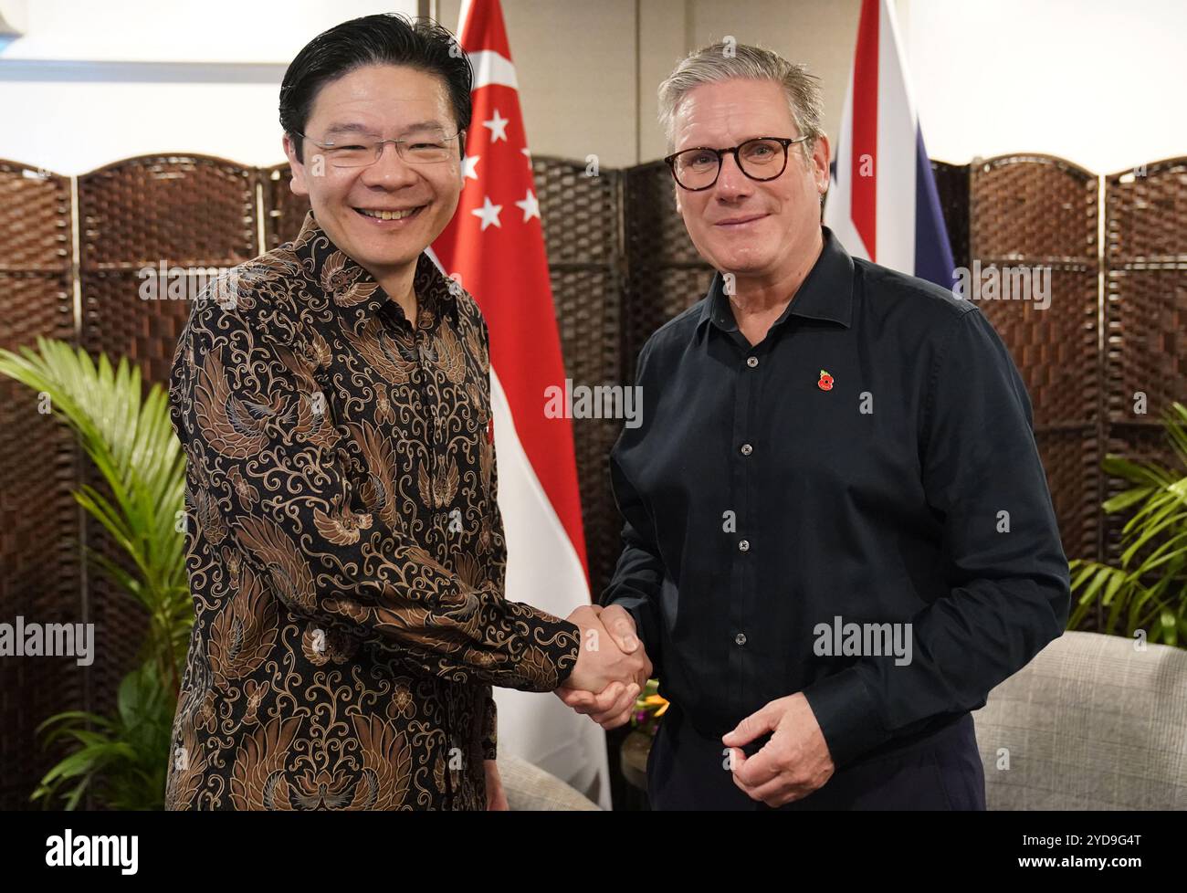 Prime Minister Sir Keir Starmer at a bilateral meeting with Prime Minister of Singapore Lawrence ...