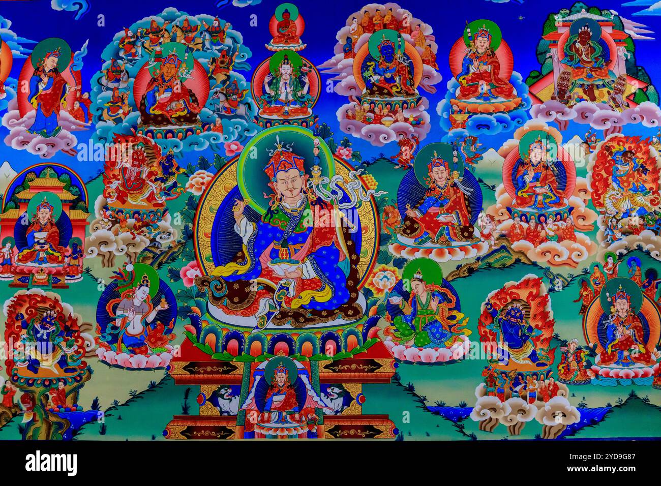 Buddhist temple architecture in Nepal. Interior of a typical nepali and ...