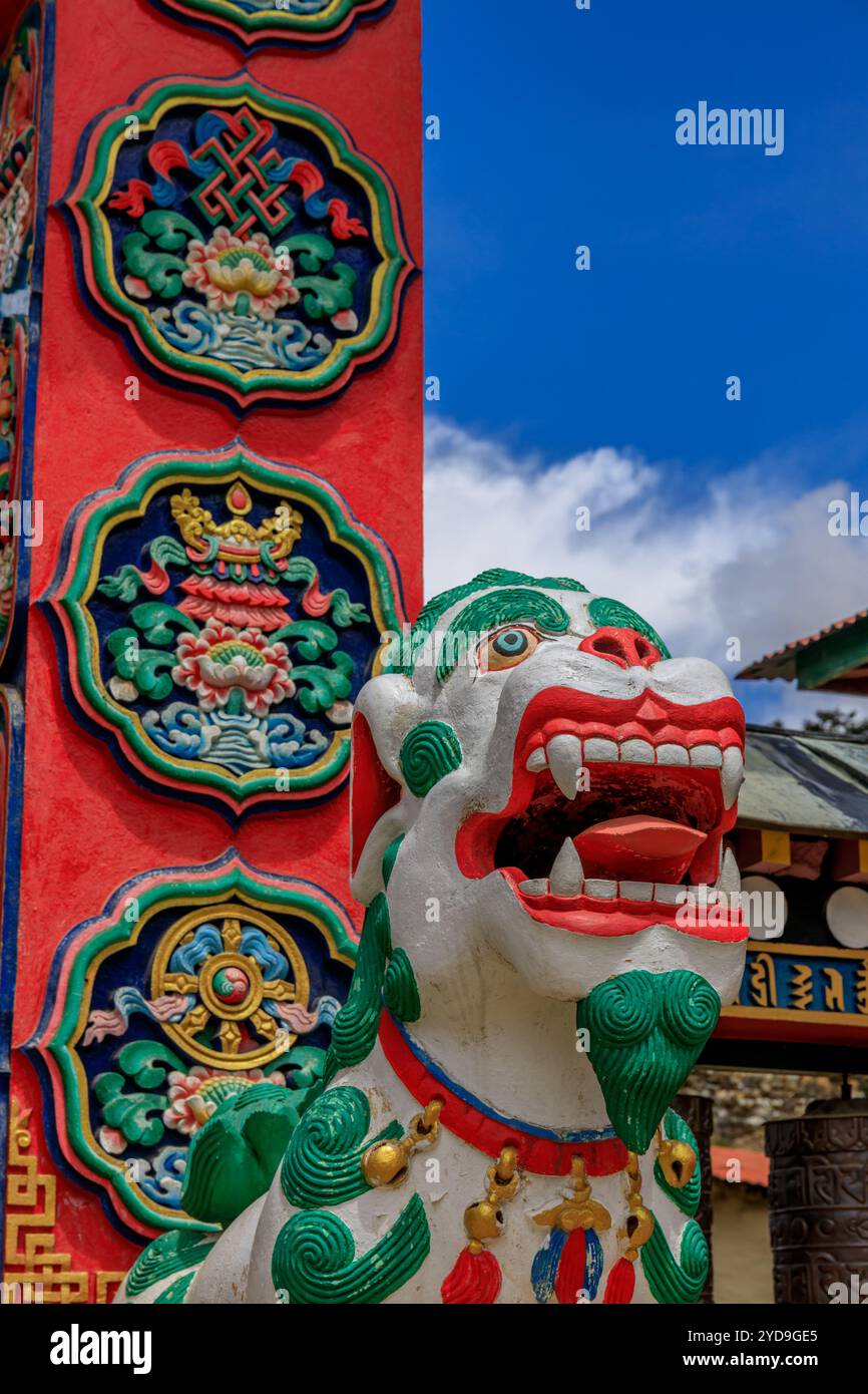 Buddhist temple architecture in Nepal. Interior of a typical nepali and ...
