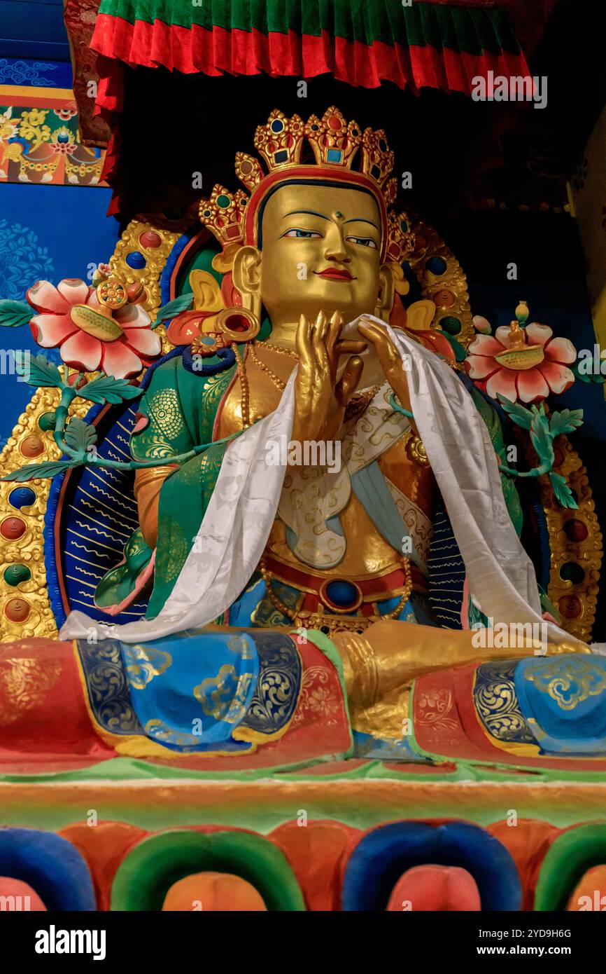 Buddhist temple architecture in Nepal. Interior of a typical nepali and ...