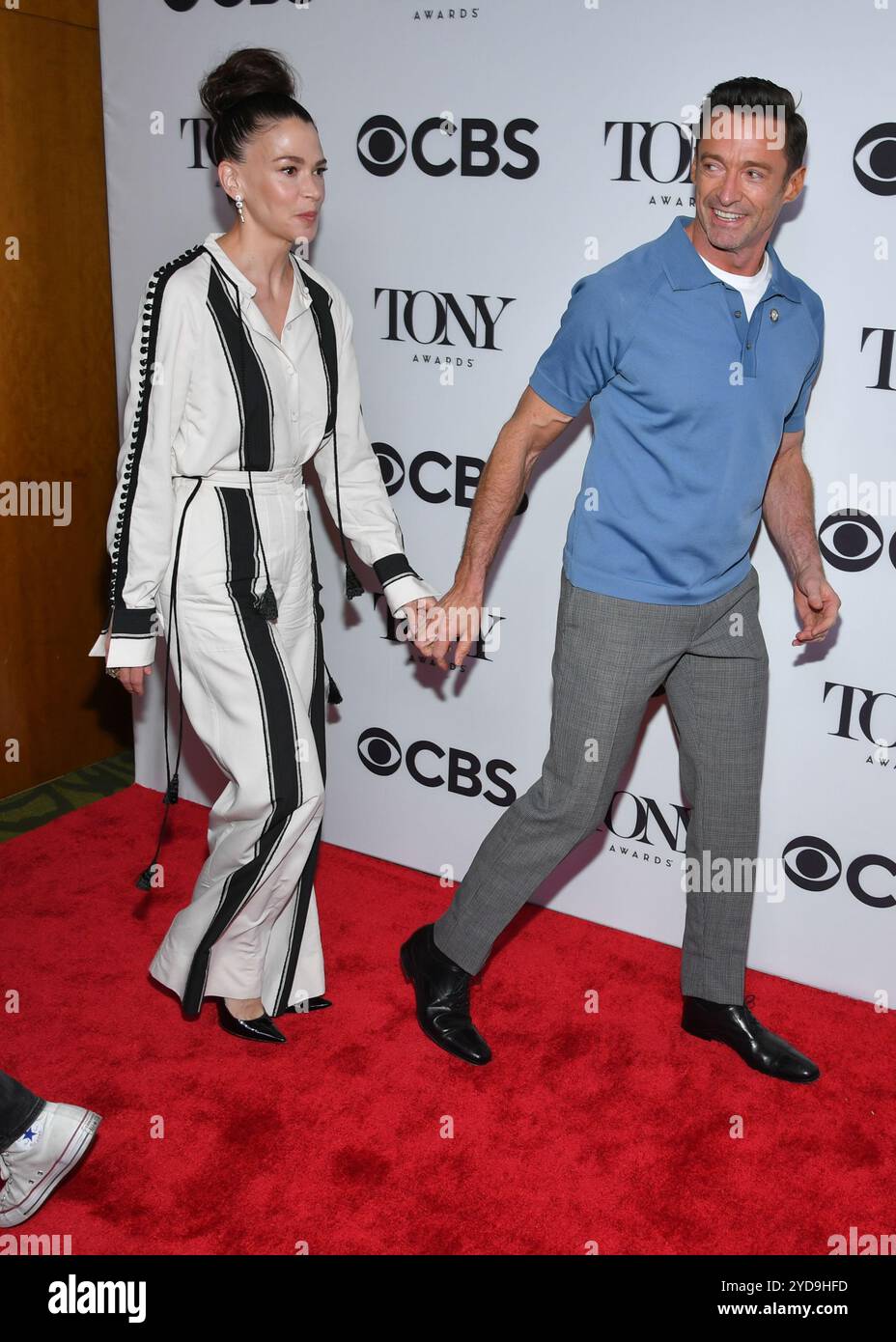 Sutton Foster and Hugh Jackman attend the 75th Annual Tony Awards Meet ...