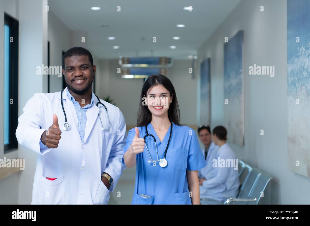 Portrait of Doctors and medical students with various gestures to ...