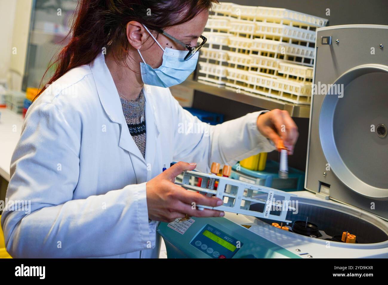 Medical analysis laboratory.ical analysis laboratory technician placing ...