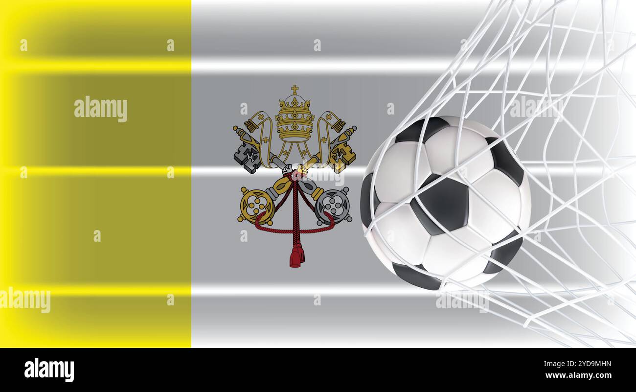 Soccer Football ball in Goal Net Isolated on Vatican City Shaded Flag ...