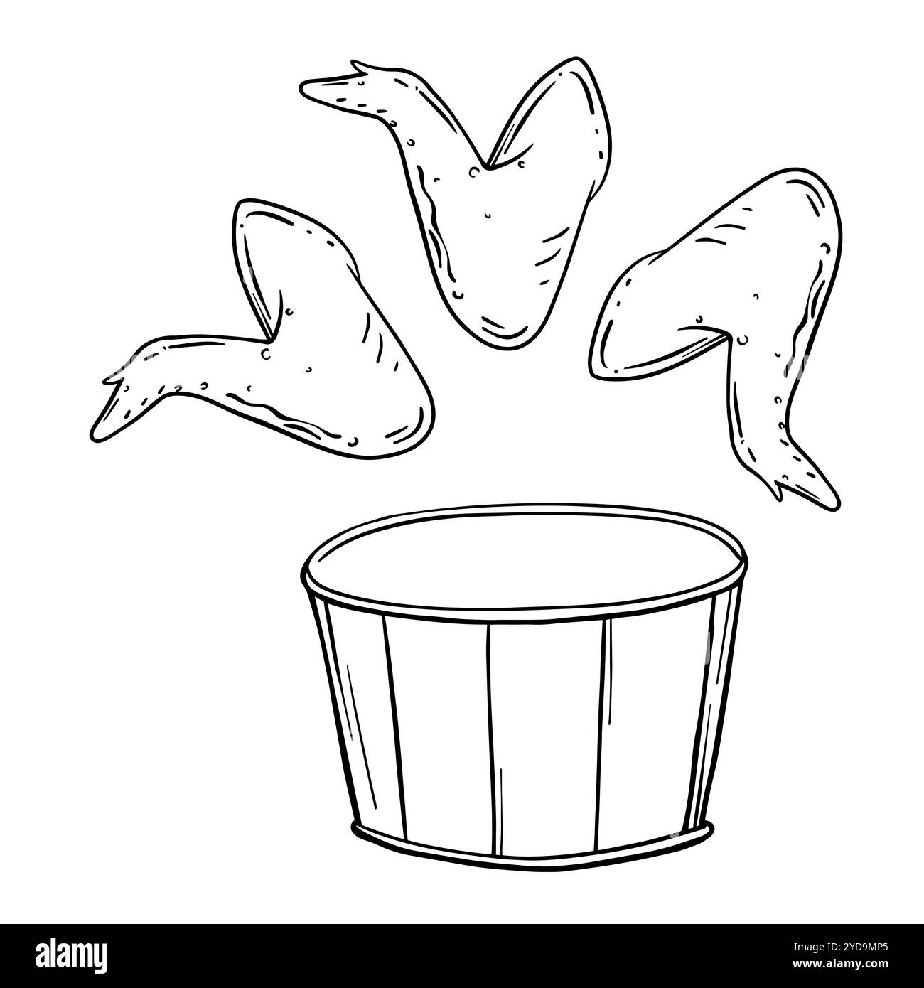 Fried chicken wings in sketch style. Street fast food drawing in line ...