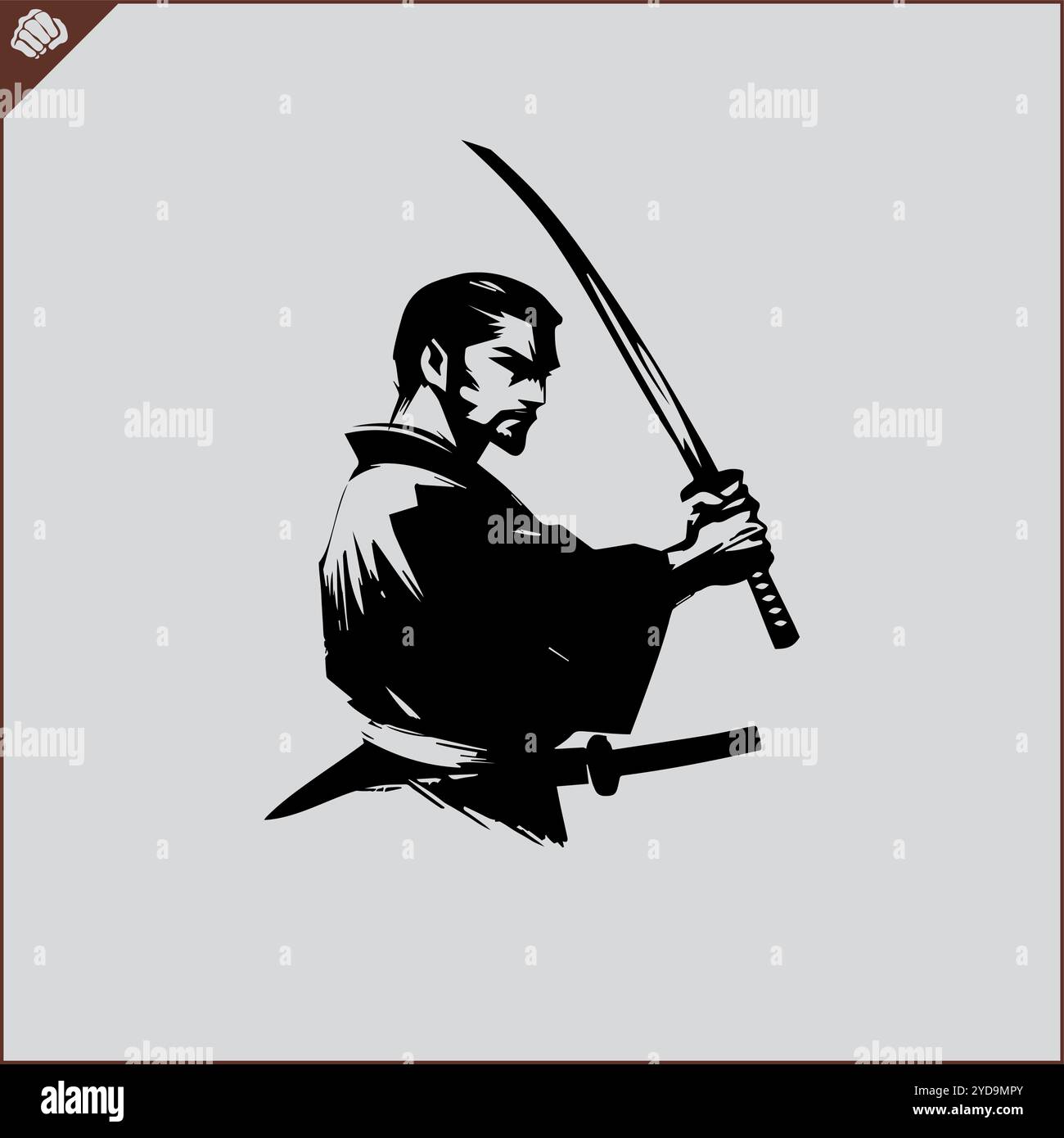 Samurai. Japan warrior whith katana sward. Graphic logo. Vector EPS ...