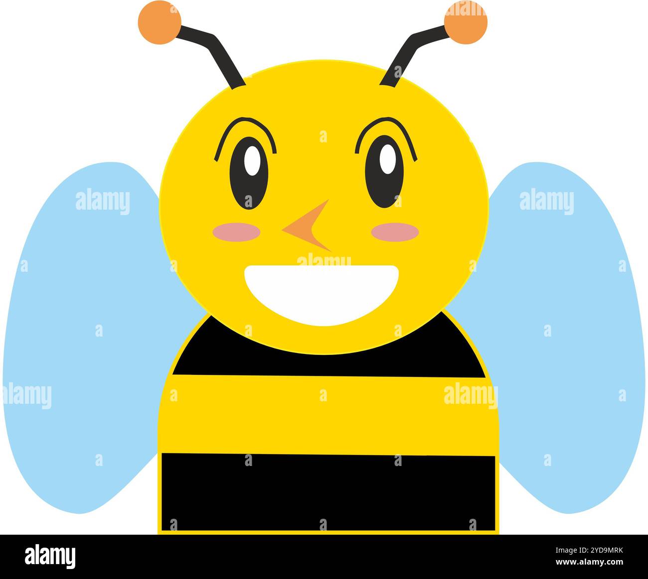 flat design illustration of a portrait of a smiling bee. Illustration ...
