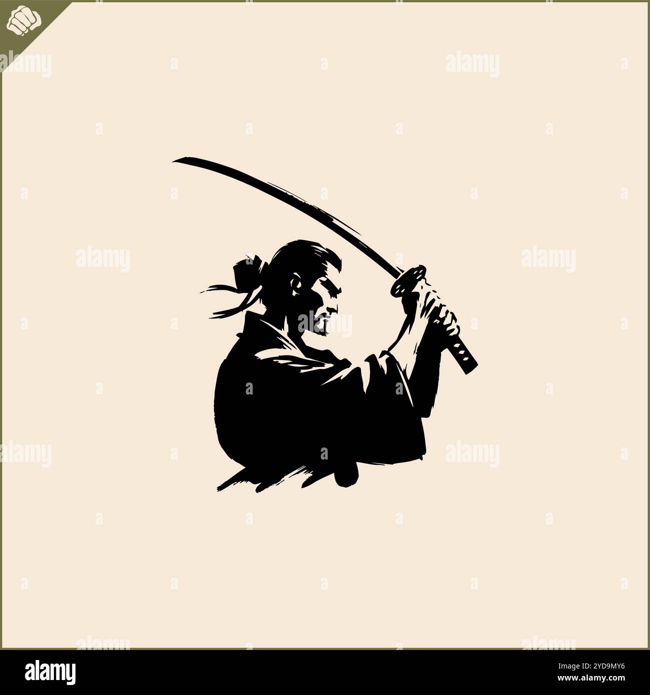 Samurai. Japan warrior whith katana sward. Graphic logo. Vector EPS ...