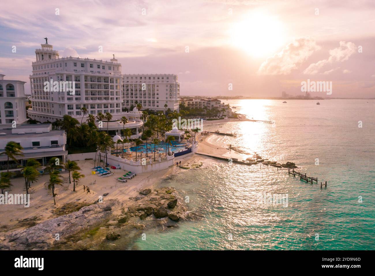 View of beautiful Hotel in the hotel zone of Cancun. Riviera Maya ...