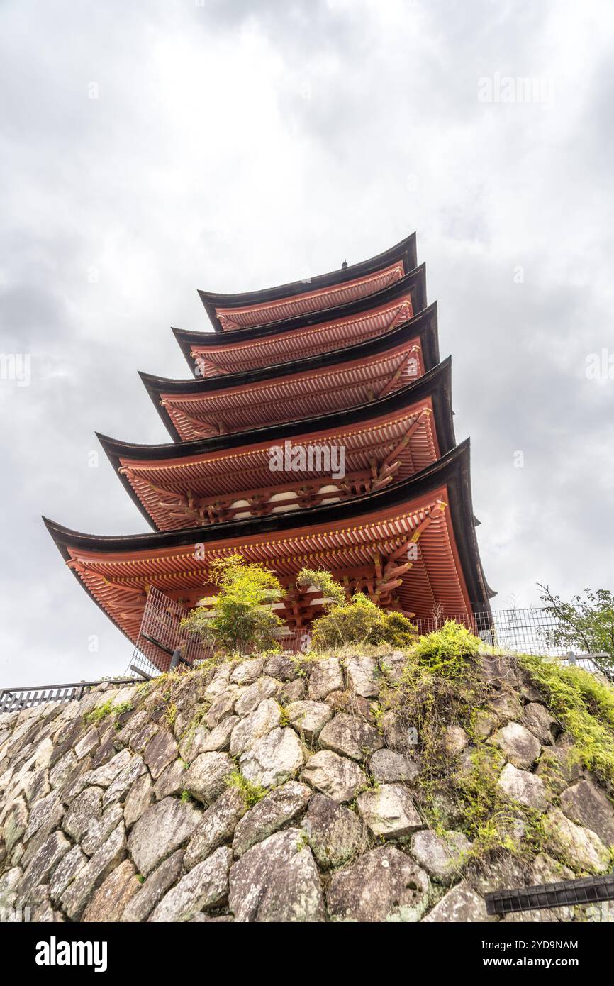 Hiroshima, Japan - August 20, 2024 : Wide angle up view of Five-Storied ...