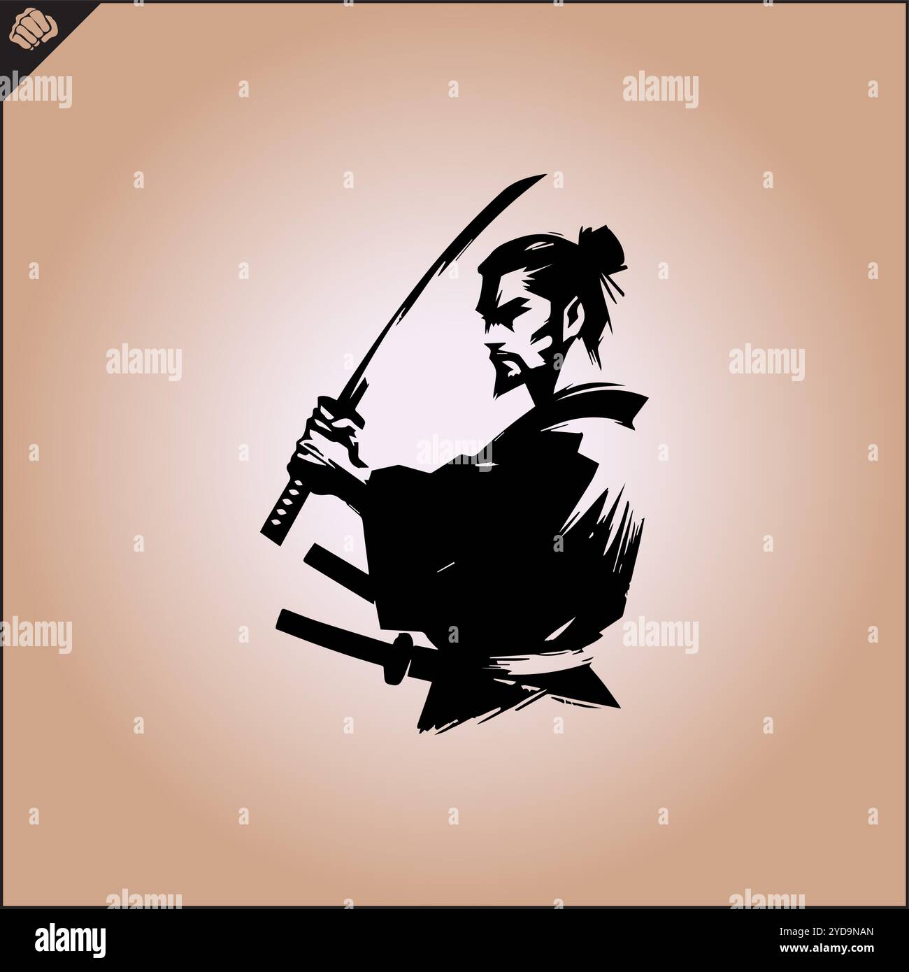 Samurai. Japan warrior whith katana sward. Graphic logo. Vector EPS ...