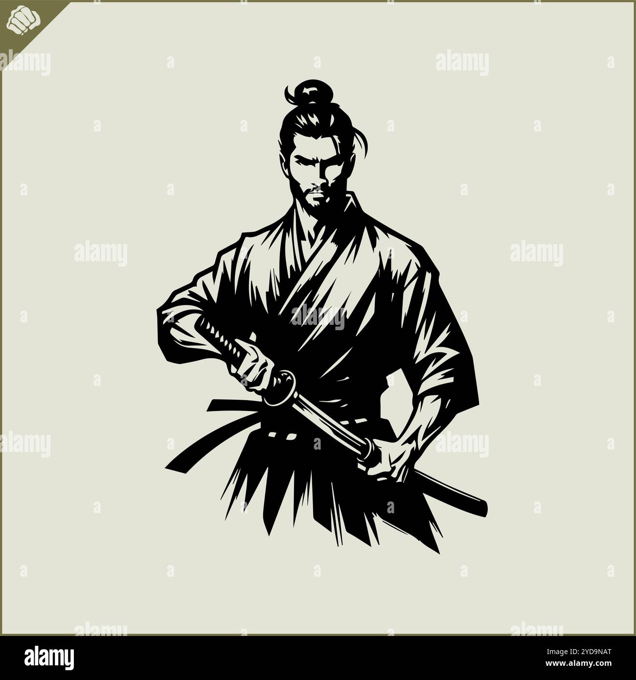 Samurai. Japan warrior whith katana sward. Graphic logo. Vector EPS ...