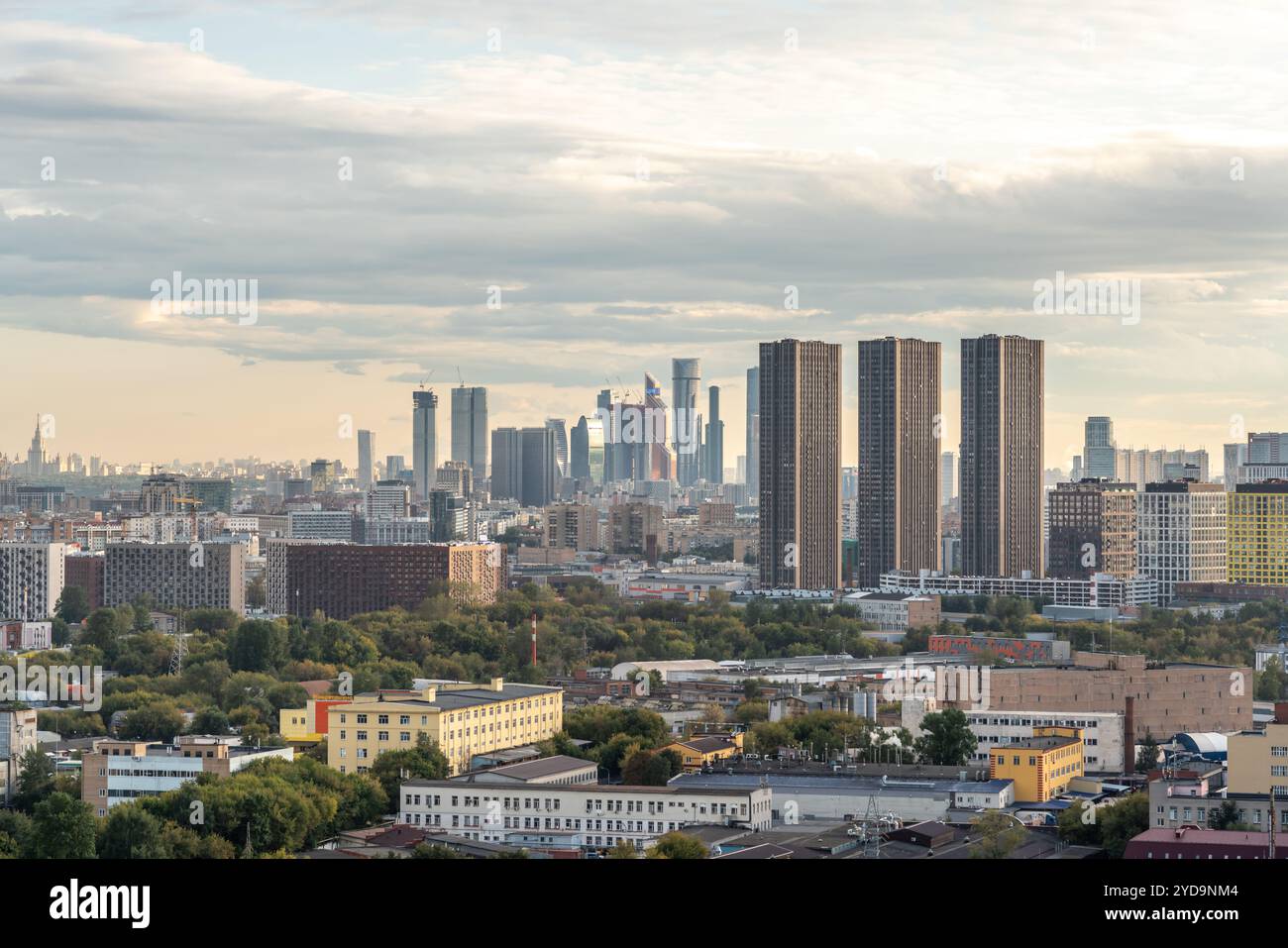 Moscow aerial panorama with Moscow city district view. Skyscrapers in ...
