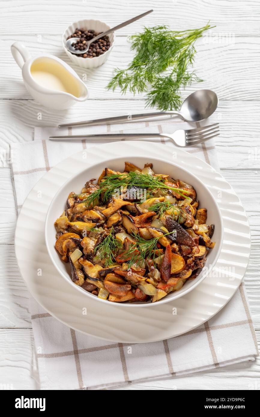 fried blend of wild mushrooms - Chanterelles, Penny bun or cep served ...