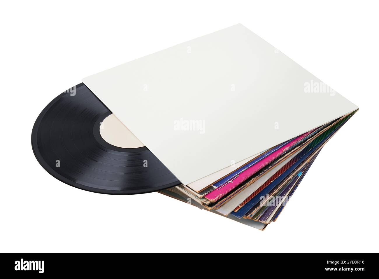 Vinyl record in white paper case. Vinyl envelope. Analog sound. Classic ...