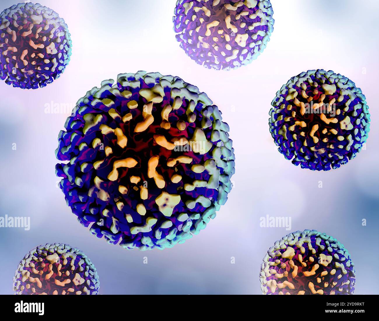 Layout featuring colorized 3D print imagery of hepatitis B virus. Note ...