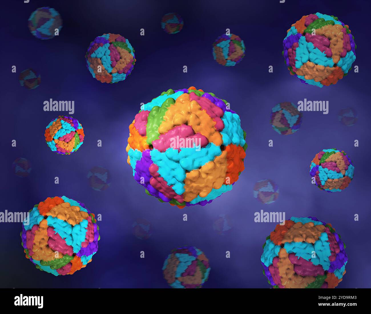 Layout featuring 3D print imagery/structural model of dengue virus ...