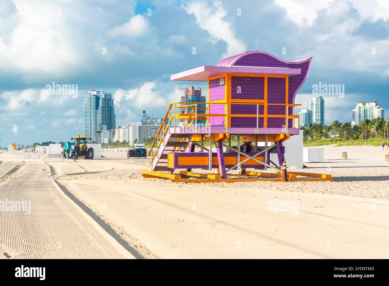 South beach in Miami with lifeguard hut in Art deco style Stock Photo ...