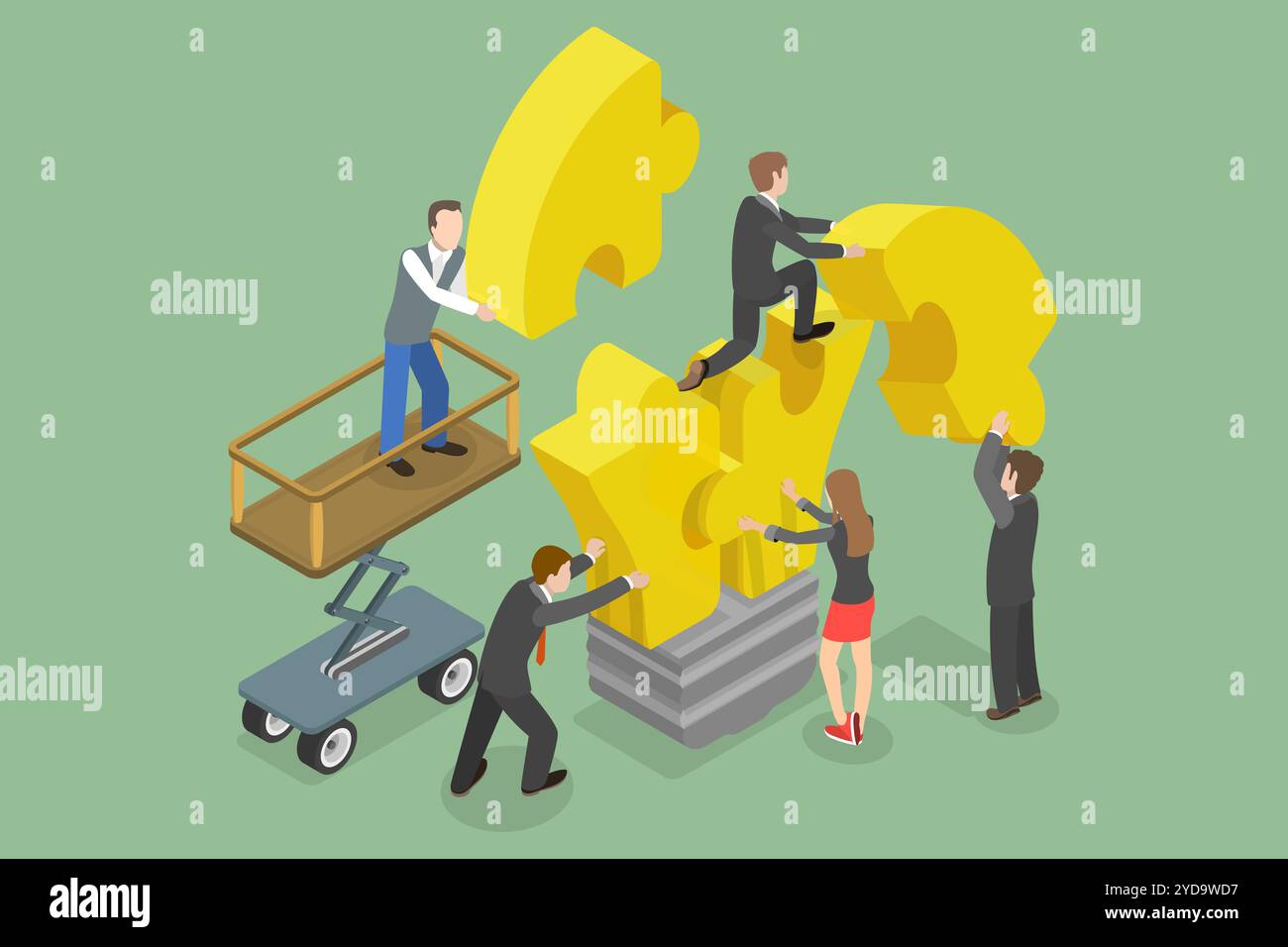 3D Isometric Flat Conceptual Illustration of Team Building, Teamwork ...