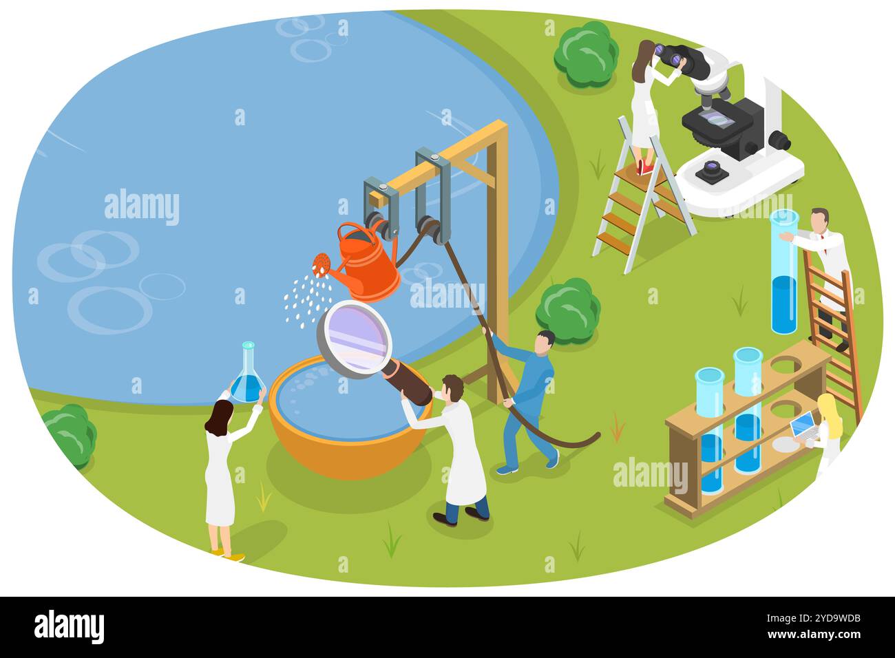 3D Isometric Flat Conceptual Illustration of Water Quality Control ...