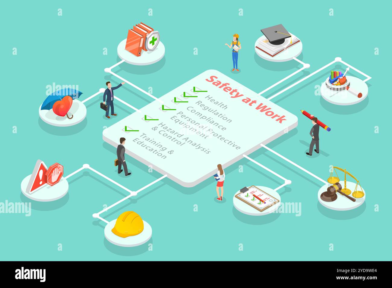 3D Isometric Flat Conceptual Illustration of Safety At Work ...