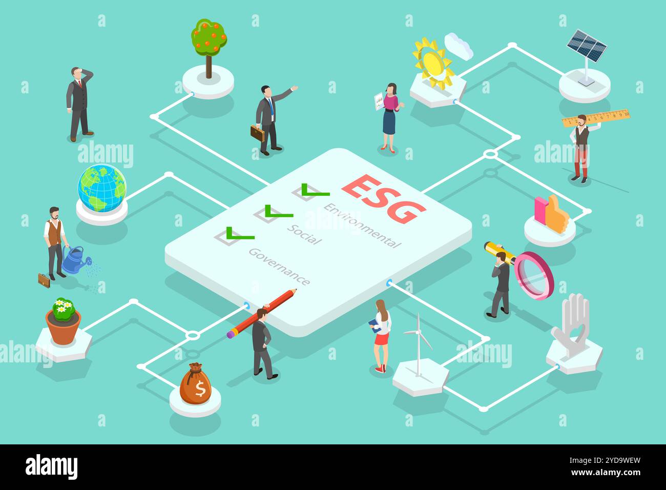 3D Isometric Flat Conceptual Illustration of ESG as Environmental ...