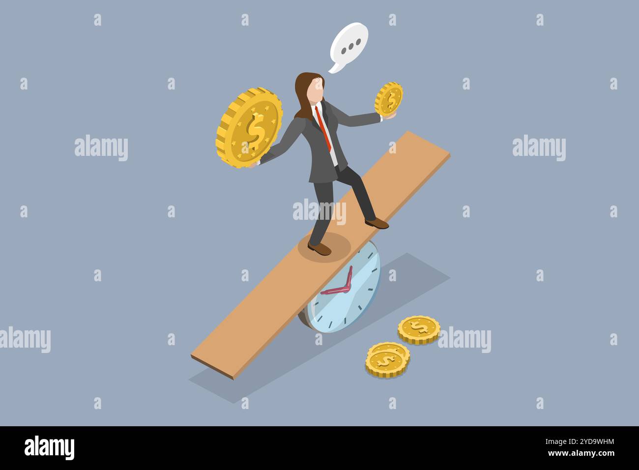 3D Isometric Flat Conceptual Illustration of Time Value Of Money ...