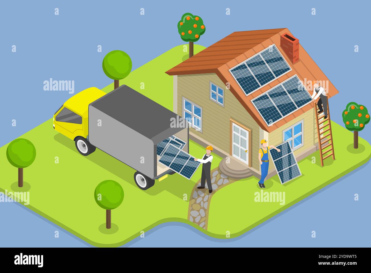 3D Isometric Flat Conceptual Illustration of Installing Alternative ...