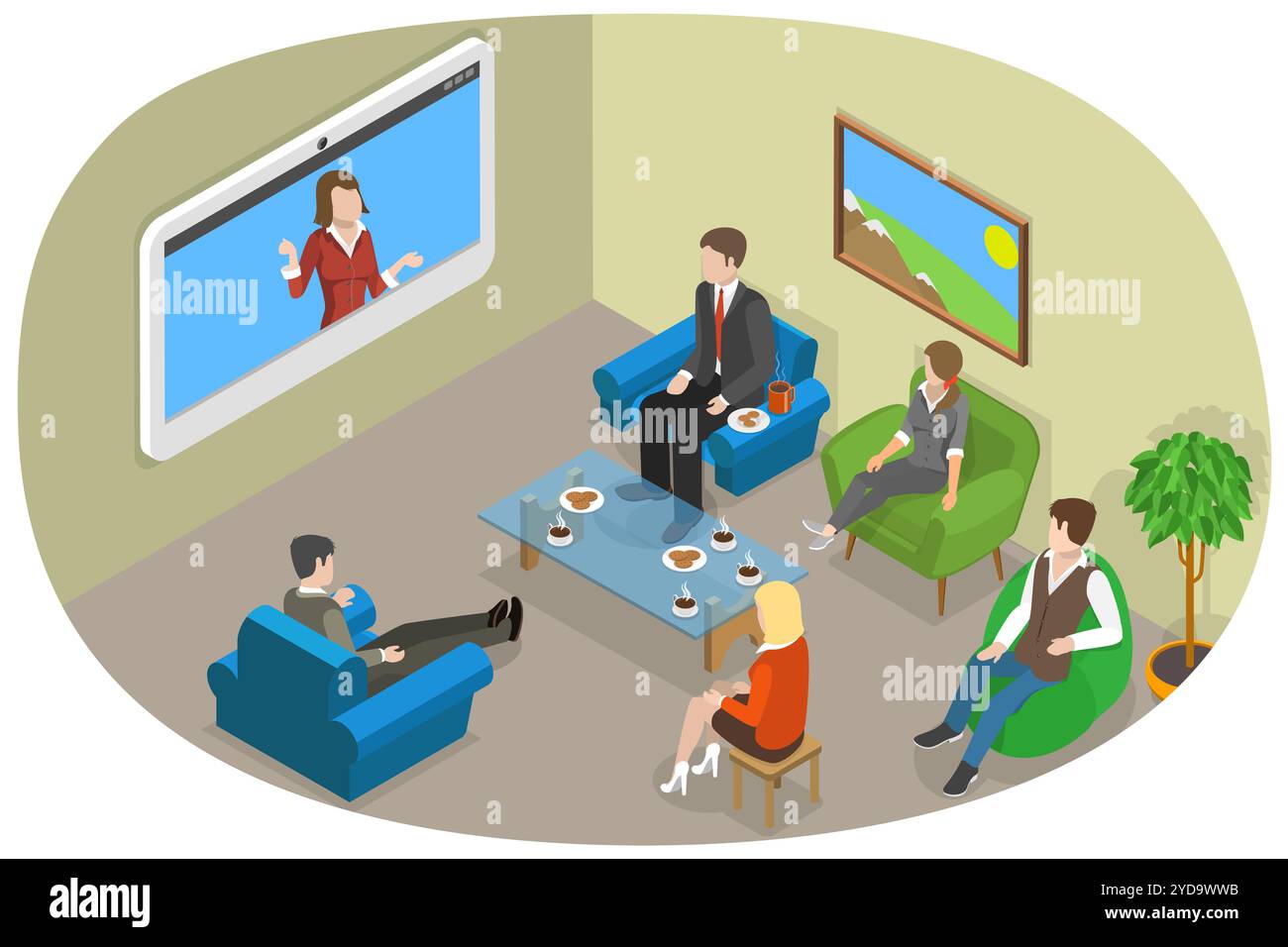 3D Isometric Flat Conceptual Illustration of Web Conferencing, Online ...
