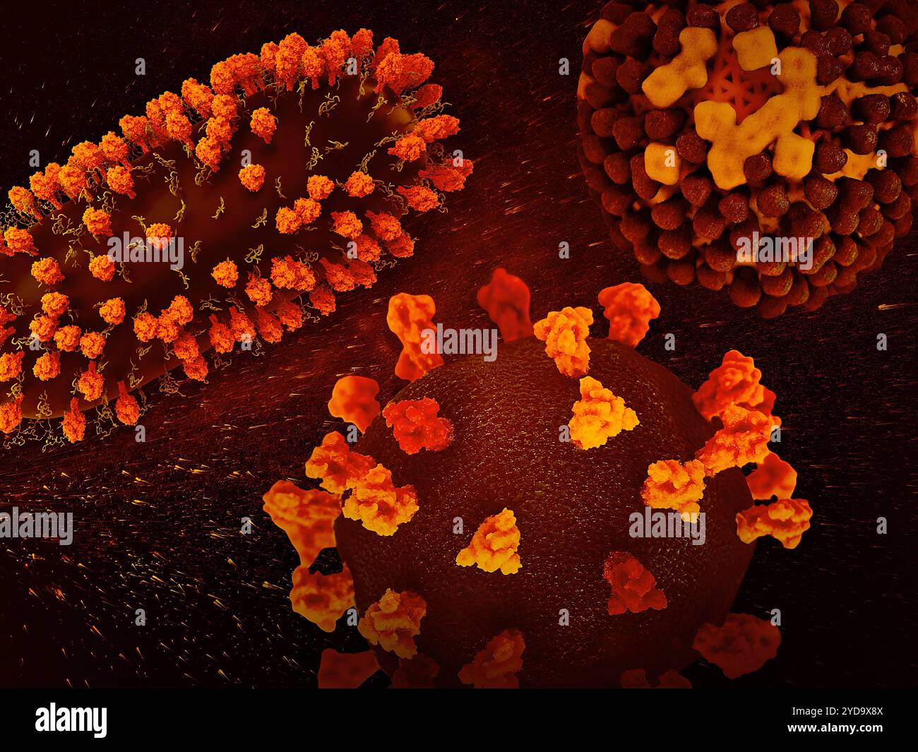 Creative work featuring 3D renditions of three dangerous respiratory ...