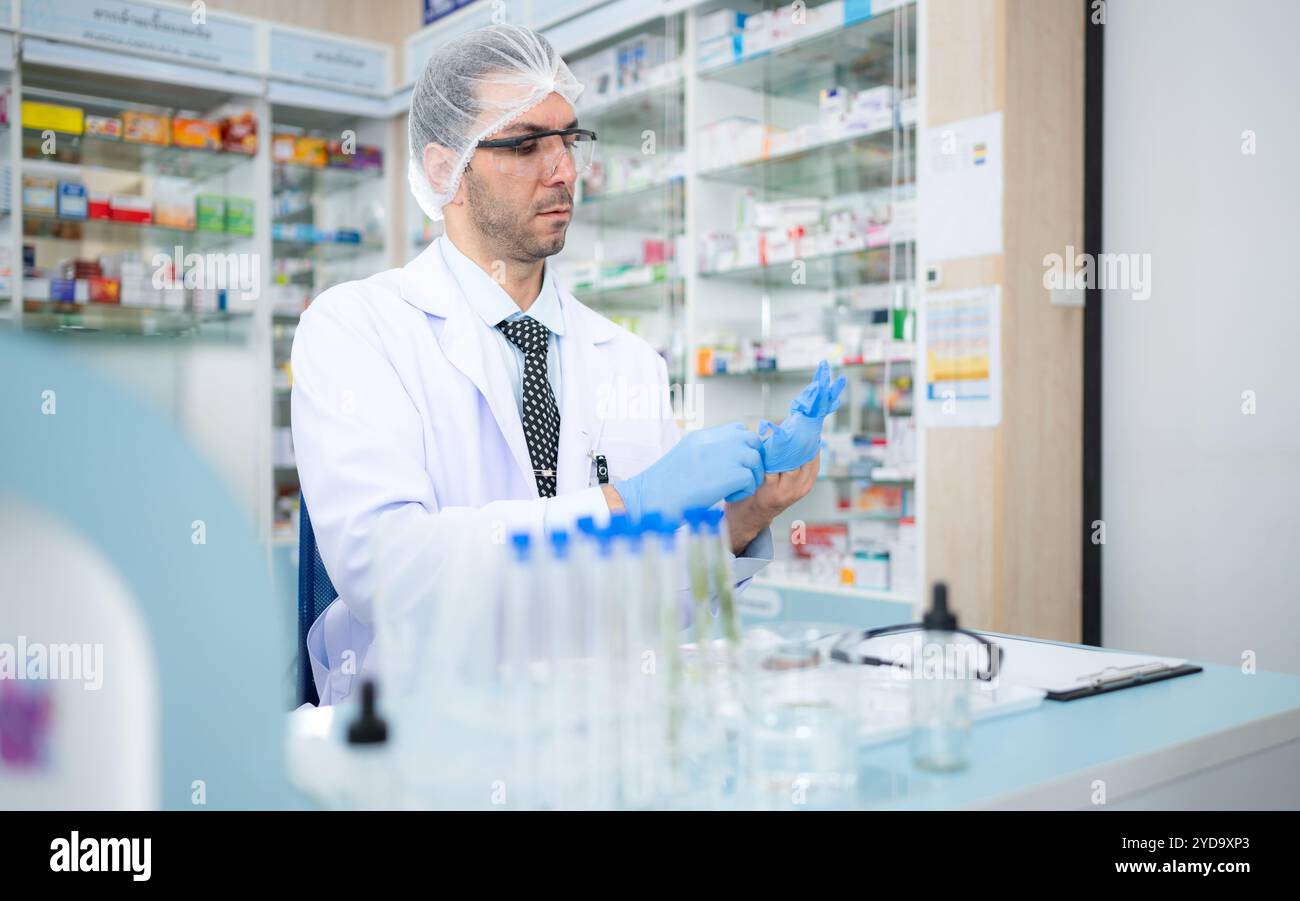 Chemical scientist doing antibiotic trials and testing in the ...